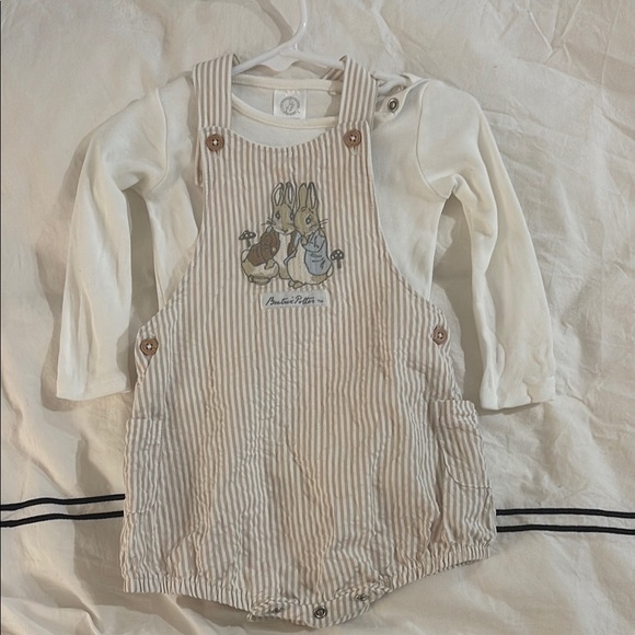 Bottoms | Peter Rabbit Striped Overalls Cream | Poshmark